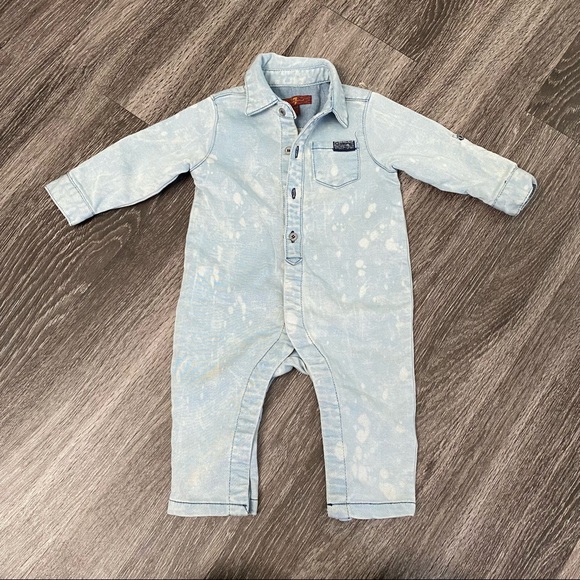 7 For All Mankind | One Pieces | 7famk Baby Denim Collared Outfit 36m ...